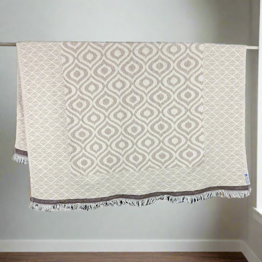 Morocco Throw in Beige with Brown Trim – marlo + olive
